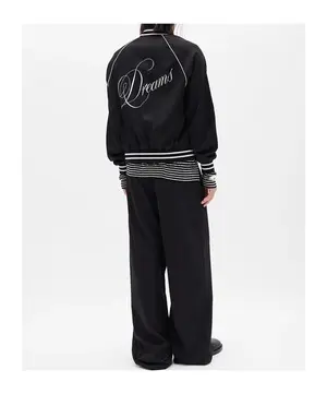 ANN DEMEULEMEESTER Slim Fit Raglan Bomber Jacket With Embroidery - Black