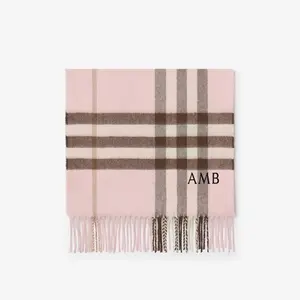 Burberry Checked Fringed-edge Scarf - Pink