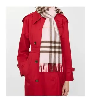 Burberry Checked Fringed-edge Scarf - Pink