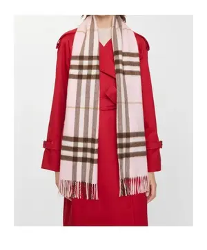 Burberry Checked Fringed-edge Scarf - Pink
