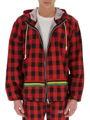 Palm Angels Checkered Hooded Zip-up Jacket
