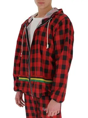 Palm Angels Checkered Hooded Zip-up Jacket