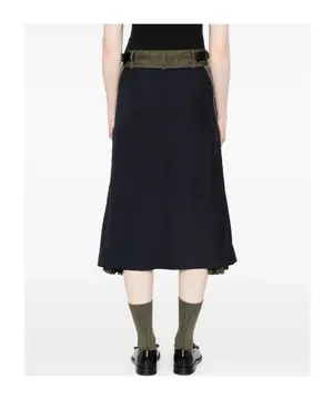 Sacai Panelled Pleated Midi Skirt