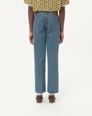 Valentino Garavani Straight Leg Jeans With Logo Patch - Blue