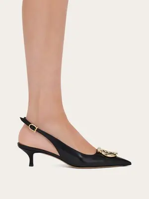 FERRAGAMO Maxi Gancini Slingback Pump - Black