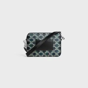 Celine Small Messenger Bag In Striped Triomphe Canvas And Calfskin