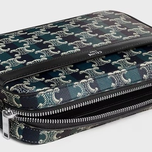 Celine Small Messenger Bag In Striped Triomphe Canvas And Calfskin