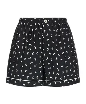 Moschino Allover Printed Satin Shorts - Black