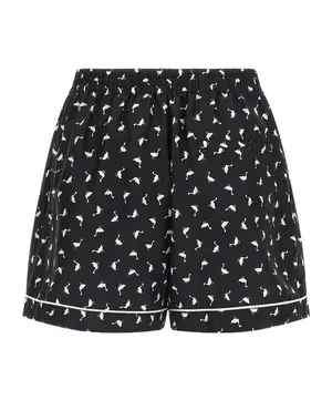 Moschino Allover Printed Satin Shorts - Black