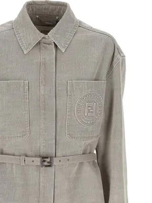 Fendi Belted Waist Denim Jacket