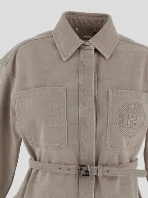 Fendi Belted Waist Denim Jacket