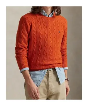 Polo Ralph Lauren Pony Embroidered Cable-knit Jumper - Orange