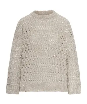 Brunello Cucinelli Crochet Crewneck Jumper - Beige