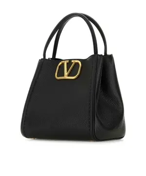 Valentino Garavani Vlogo Plaque Medium Top Handle Bag - Black