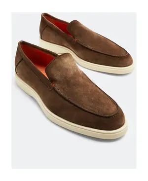 Santoni Almond-toe Slip-on Loafers - Brown