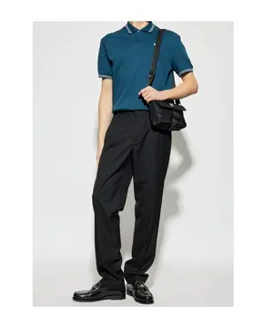 Versace Medusa Embroidered Short-sleeved Polo Shirt - Blue