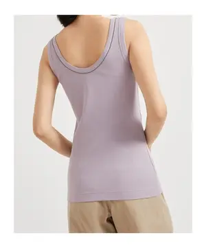 Brunello Cucinelli Ribbed Scoop Neck Tank Top - Lavender