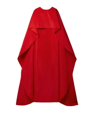 Carolina Herrera Shawl-style Pleated Silk Satin Gown