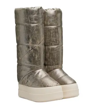 Rick Owens Mid-calf Quilted Denim Boots - Gray