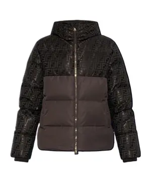 Fendi Monogram Hooded Down Jacket - Black