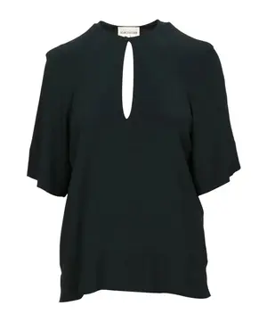 SEMICOUTURE Keyhole Neckline Top With Slit Hem