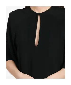 SEMICOUTURE Keyhole Neckline Top With Slit Hem