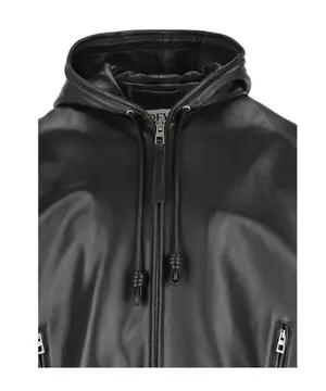 Loewe Leather Hooded Jacket With Anagram Patch