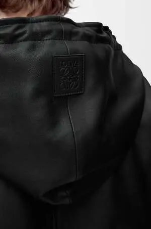 Loewe Leather Hooded Jacket With Anagram Patch