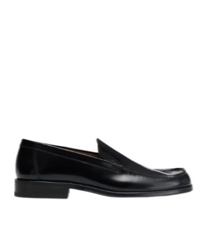 LEMAIRE Glossed Square-toe Loafers - Black