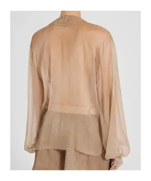 Ermanno Scervino Sheer Carved Plastron Blouse - No