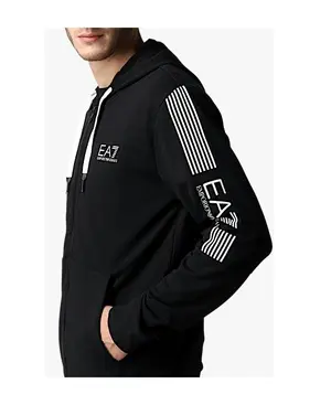 EA7 Hooded Zip-up Jacket With Contrasting Stripe Detail