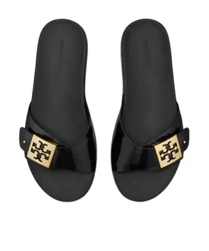 Tory Burch Buckle Slip-on Slides - Black