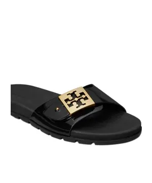 Tory Burch Buckle Slip-on Slides - Black