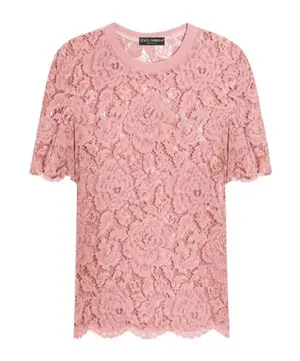 Dolce & Gabbana Short-sleeved Lace Top - Pink