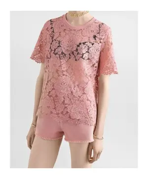 Dolce & Gabbana Short-sleeved Lace Top - Pink