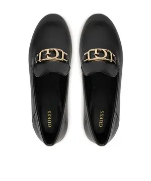 Guess Martynas Leather Loafers With Gold Tone Detailing