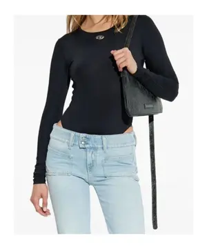 DIESEL® Oval D Cut Out Logo Bodysuit - Black