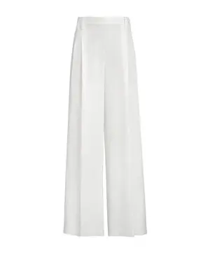 Brunello Cucinelli Fluid Twill Wide Leg Trousers - Beige