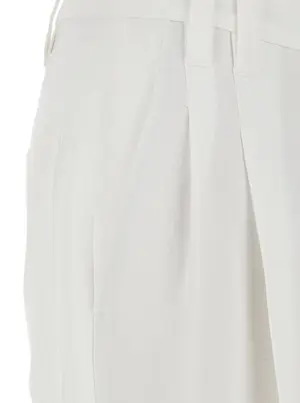 Brunello Cucinelli Fluid Twill Wide Leg Trousers - Beige
