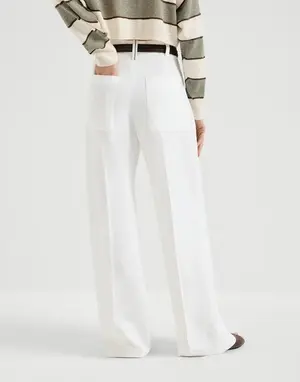 Brunello Cucinelli Fluid Twill Wide Leg Trousers - Beige
