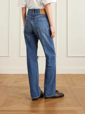 Polo Ralph Lauren Distressed Straight-leg Jeans - Medium Denim Blue