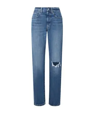 Polo Ralph Lauren Distressed Straight-leg Jeans - Medium Denim Blue