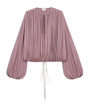 Saint Laurent Gathered Drawstring Blouse - Pink