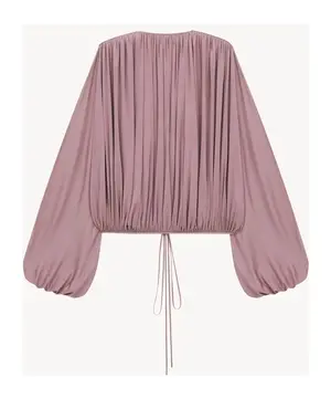 Saint Laurent Gathered Drawstring Blouse - Pink