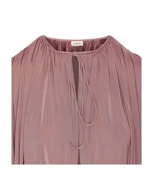 Saint Laurent Gathered Drawstring Blouse - Pink
