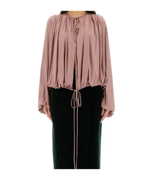 Saint Laurent Gathered Drawstring Blouse - Pink
