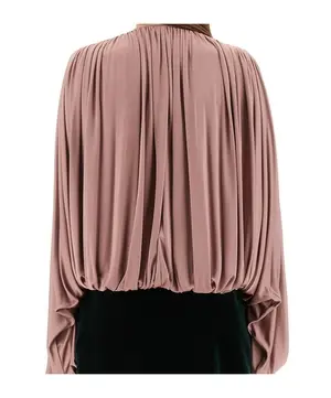 Saint Laurent Gathered Drawstring Blouse - Pink