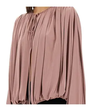 Saint Laurent Gathered Drawstring Blouse - Pink