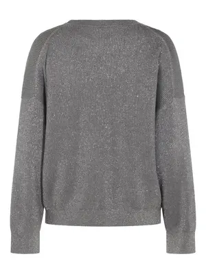 Brunello Cucinelli Ribbed Crewneck Sweater With Pearl Embellishment