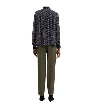 Hugo Boss Benvylla Shirred-detail Graphic Print Long Sleeve Blouse